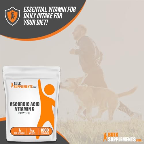 BulkSupplements.com Ascorbic Acid Powder - Vitamin C Supplement, Ascorbic Acid Food Grade - Powdered Vitamin C, Immune Support - Gluten Free, 1g per Serving, 1kg (2.2 lbs) (Pack of 1)