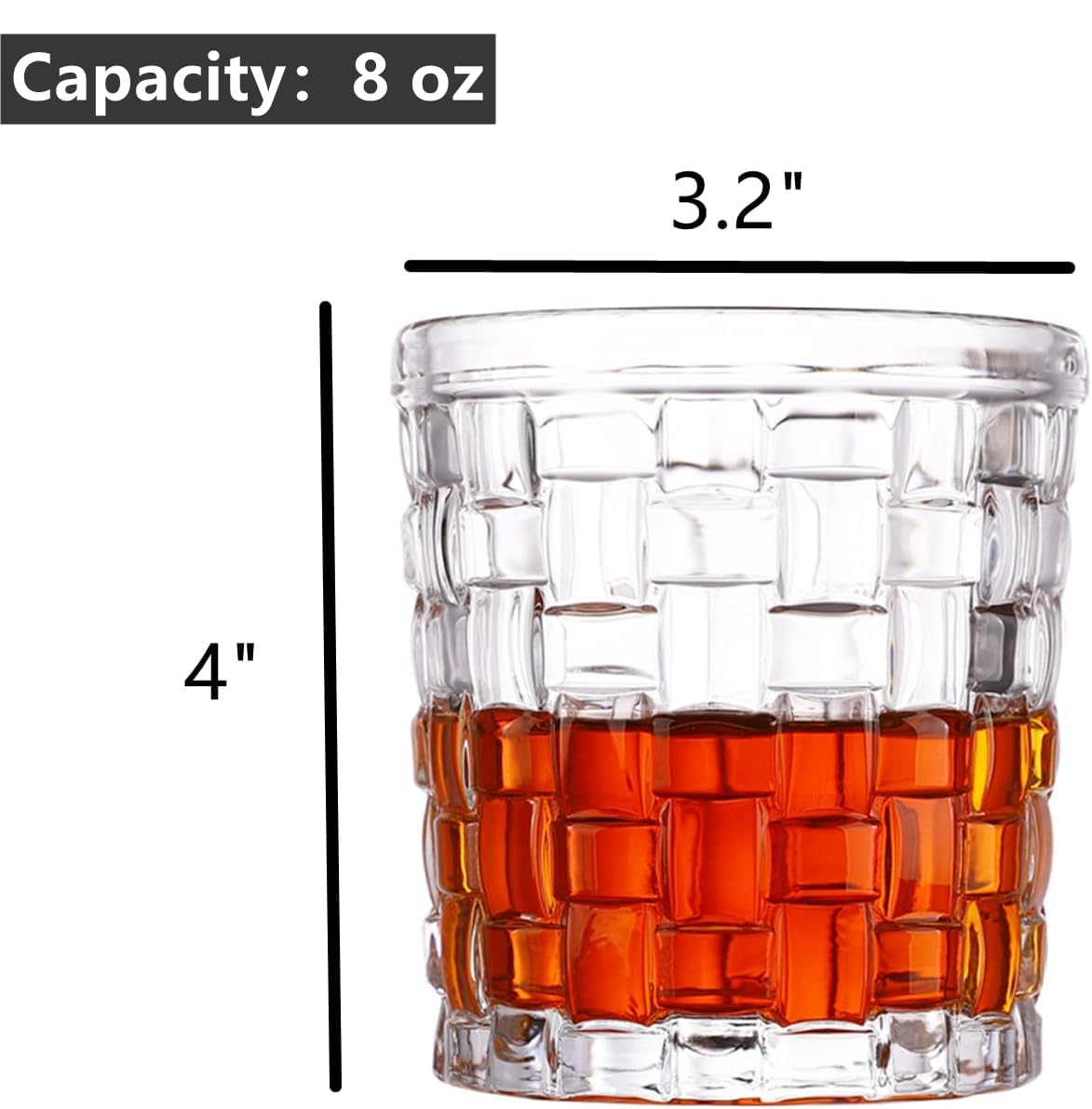 Dicunoy 6 Pack Juice Drinking Glasses, 8 oz Water Glasses with Heavy Base, Crystal Small Beverage Cups for Soda, Water, Milk, Whisky, Beer, Cocktail