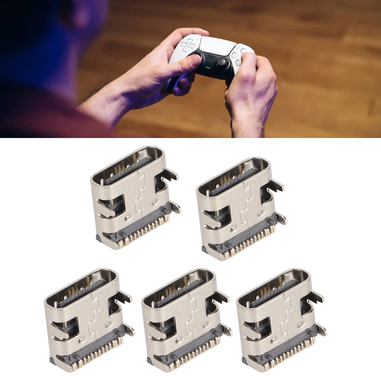 DAUERHAFT Gamepad Charging Socket, Game Handle Power Charging Port Type C Interface Precise Cutout Replacement for Controller