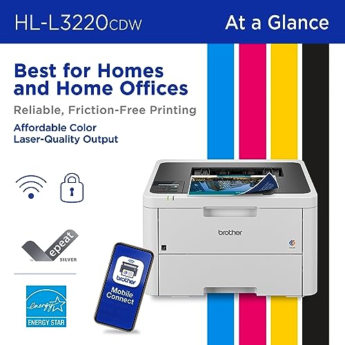 Brother HL-L3220CDW Wireless Compact Digital Color Printer with Laser Quality Output, Duplex and Mobile Device Printing | includes 4 Month Refresh Subscription Trial¹, Amazon Dash Replenishment Ready