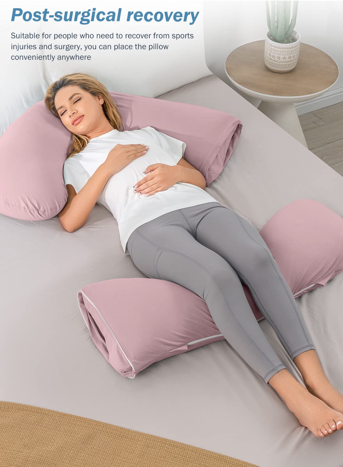 INSEN Pregnancy Pillow for Sleeping,Maternity Body Pillow for Pregnancy Women,Pregnancy Support Pillow for Back, Hip Pain,Grey