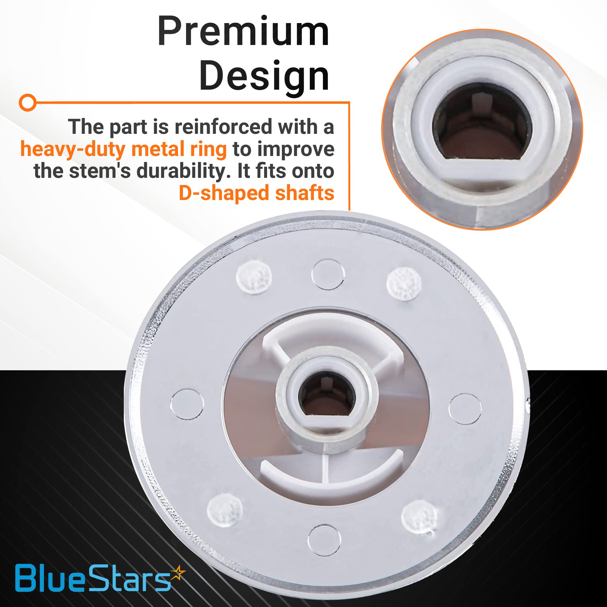 BlueStars Unbreakable WE01X20378 Control Knob with Metal Ring Replacement Part - Exact Fit for General Electric Dryers and Washers - Replaces WE01X20432 WH01X10307 WH01X10460 - Pack of 2