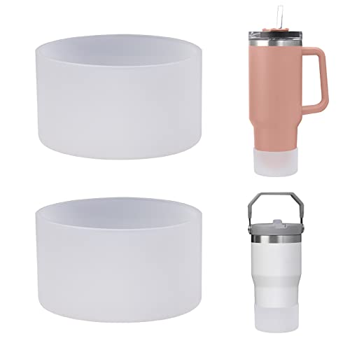 MLKSI 2Pcs Silicone Boot for Stanley Cup Accessories, Protector Silicone Water Bottle Bottom Sleeve for Stanley 40 oz 30 oz Tumbler Simple Modern Tumbler with Handle, Clear