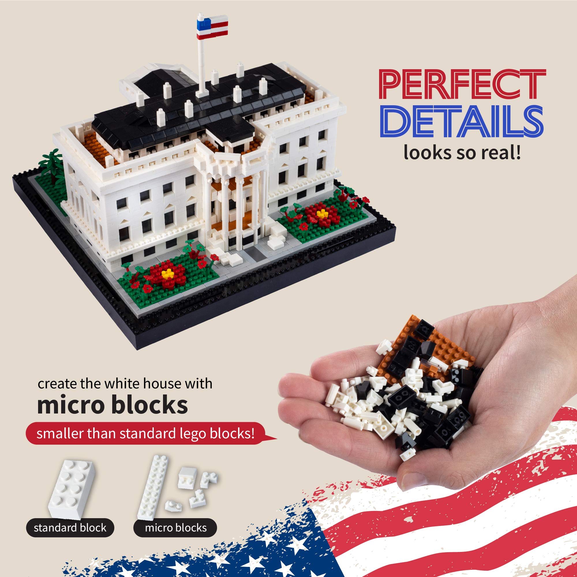 REVVIT Architecture White House Micro Building Blocks (2300 Pieces) Creative Building Set for Adults and Teens.