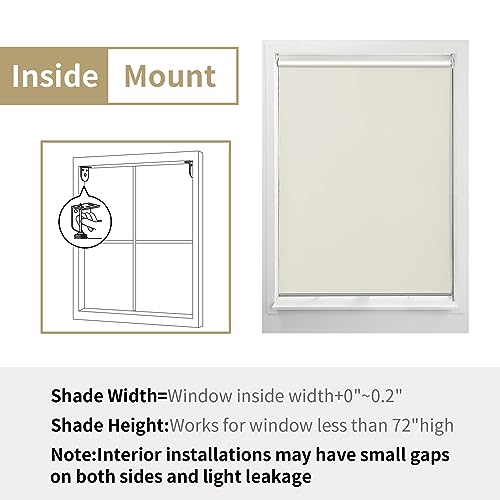 Blackout Roller Window Shades,Indoor Window Roller Shades with Thermal Insulated,Waterproof and UV Resistant,Roll Down Blackout Shades for Home and Office,Easy to Install(Beige,58" Wx72 H)