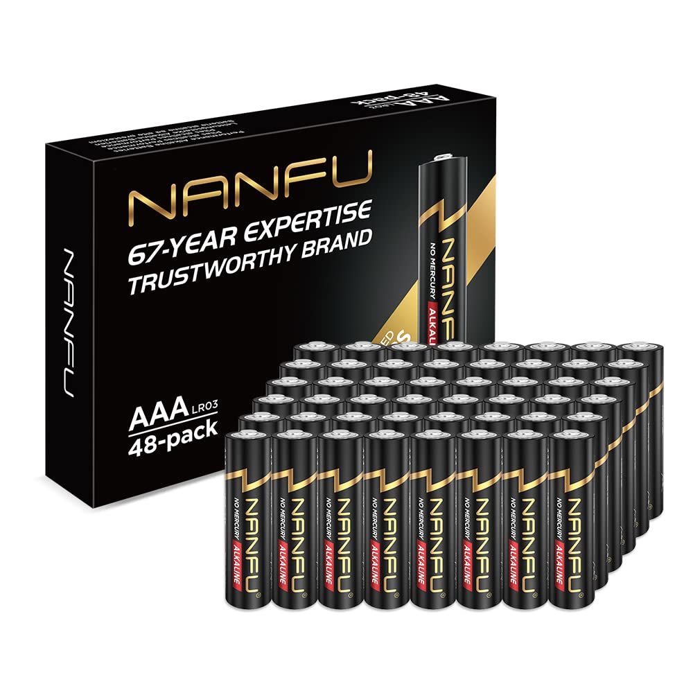 NANFU High Performance AAA Alkaline Batteries 48 Count Long Lasting for Household Devices…