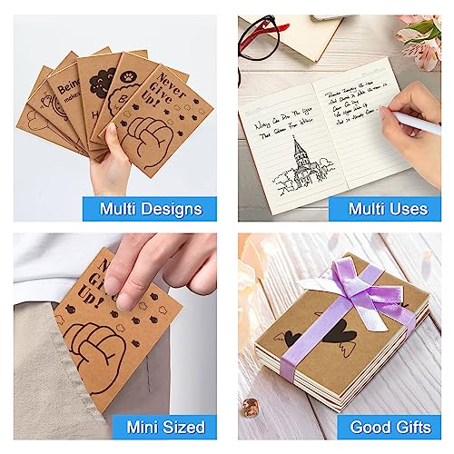 feela 15 Pack A6 Kraft Notebooks, 15 Designs Cute Mini Pocket Notebooks and Journals, Lined Motivation Small Journal Notebook Notepad Bulk for School Supplies Women Taking Memos, 4.1X5.8 in, 80 Pages