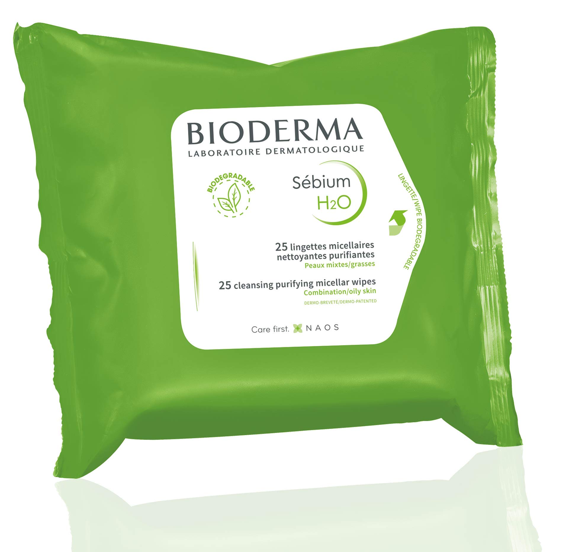 Bioderma - Sébium H2O - Biodegradables Wipes - Cleansing and Make-Up Removing - for Combination to Oily Skin - 25 Wipes
