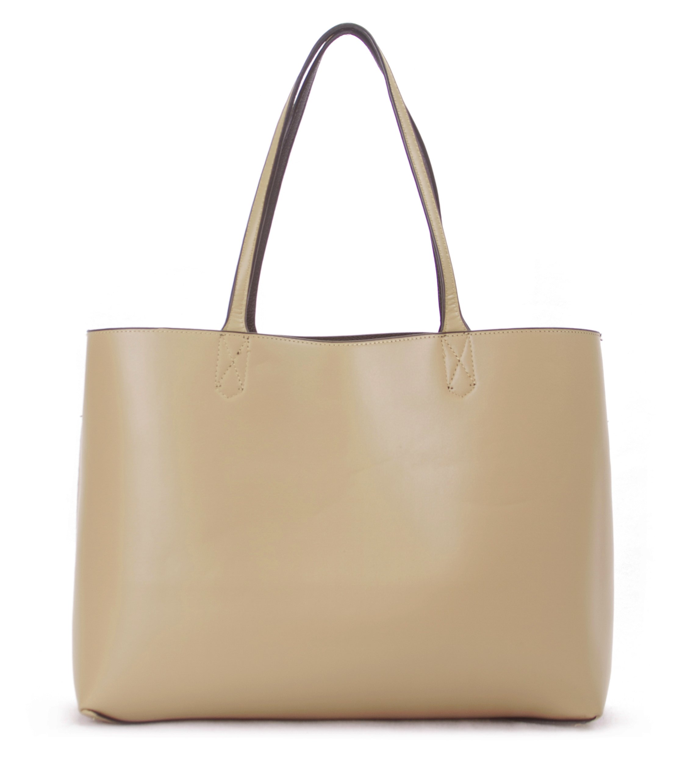 Overbrooke Reversible Tote Bag, Black & Sand - Premium Vegan Leather Womens Shoulder Tote