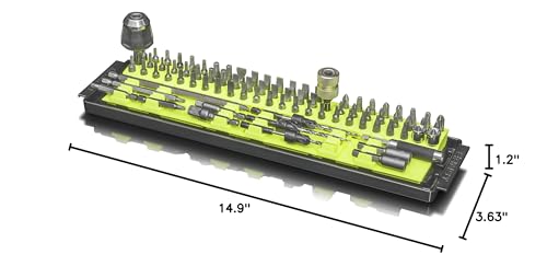 Ernst Manufacturing Bit Boss High-Density Bit Organizer for Vertical or Horizontal Storage, 90 Tool, High-Visibility with Push Button Release (Model 5720HV)