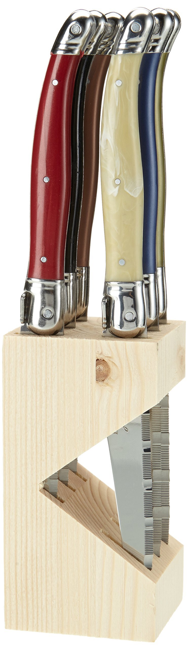 Jean Dubost Laguiole Block Steak Knives, one size, Blue/White/Light Blue