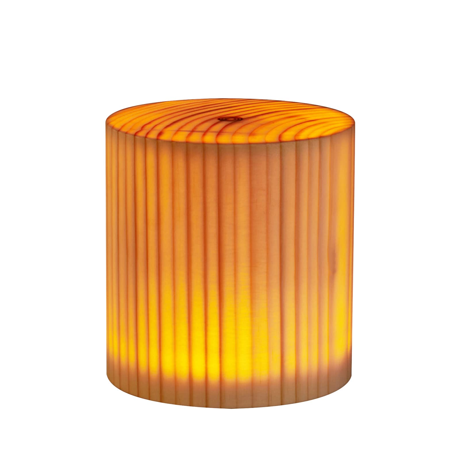 kooplus Wooden Night Light, Small Nursery Lamp for Sleep Helping with Memory Function, Rechargeable Lamp for Kids, Cylindrical