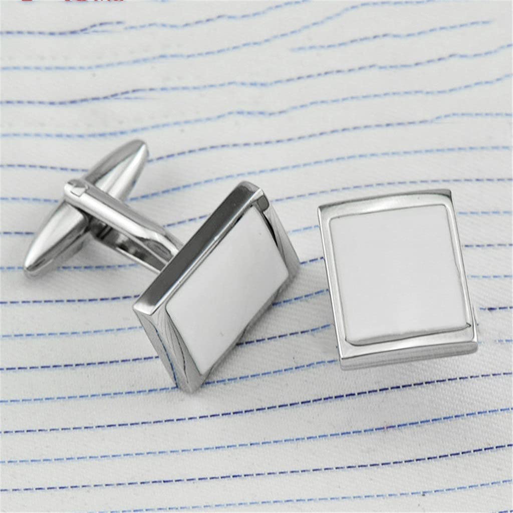 Cufflinks for Men's French Shirt Cufflinks Enamel Metal Cufflinks Cuff Buttons Oxidation Durable (Color : Silver, Size : As Shown) (Silver As Shown)
