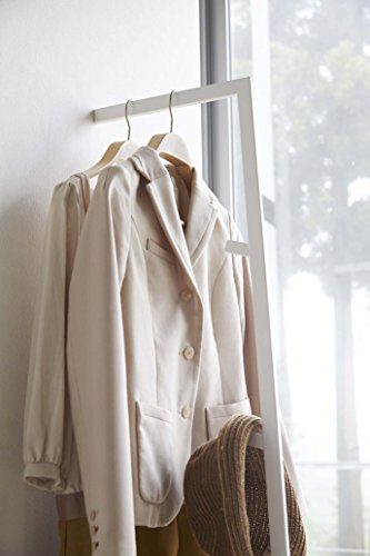 Yamazaki Home Slim Coat Hanger-Modern Storage Rack for Bedroom Or Living Room | Steel | Leaning Ladder, One Size, White