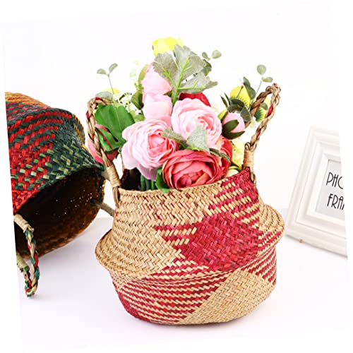 BUGUUYO Arched Flower Basket Bamboo Red