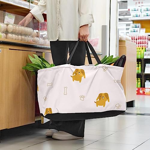 Funny Animal Print Large Capacity Laundry Organizer Tote Bag - Reusable and Foldable Oxford Cloth Shopping Bags