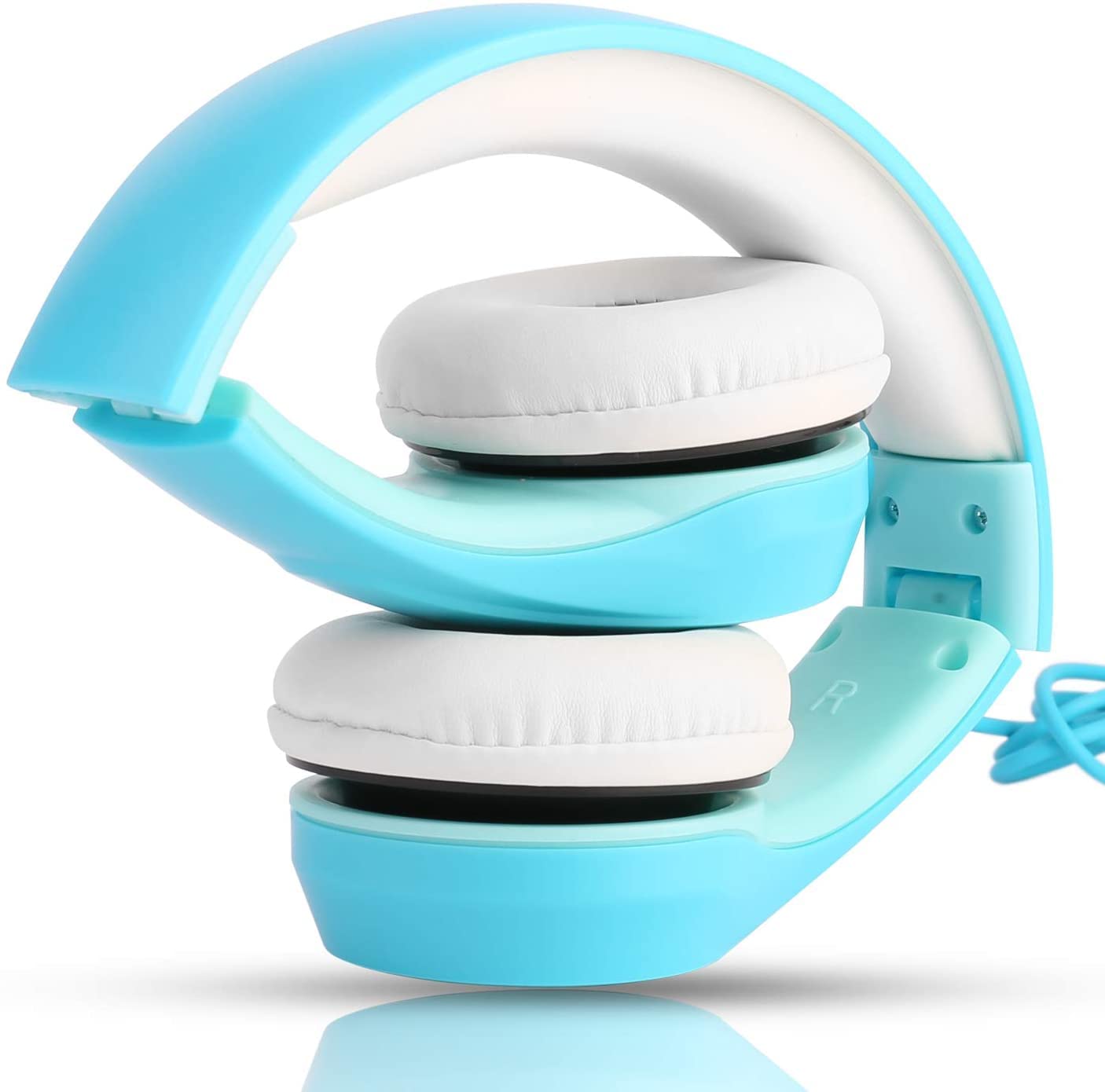 KPTEC Kids Headphones, Wired Girls Headphone with Microphone 93dB Volume Limited, On-Ear Foldable Headset for School Students/Toddler/Children/iPad/Tablet, 3.5mm Jack, Pink