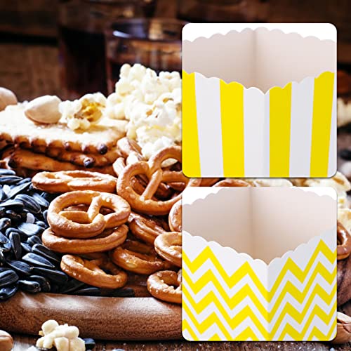 NUOBESTY 48pcs Popcorn Boxes Paper Popcorn Buckets Mini Cardboard Candy Container Gold Foil Chevron Striped Treat Boxes for Popcorn Machine Accessories Birthday Theater Party Favors
