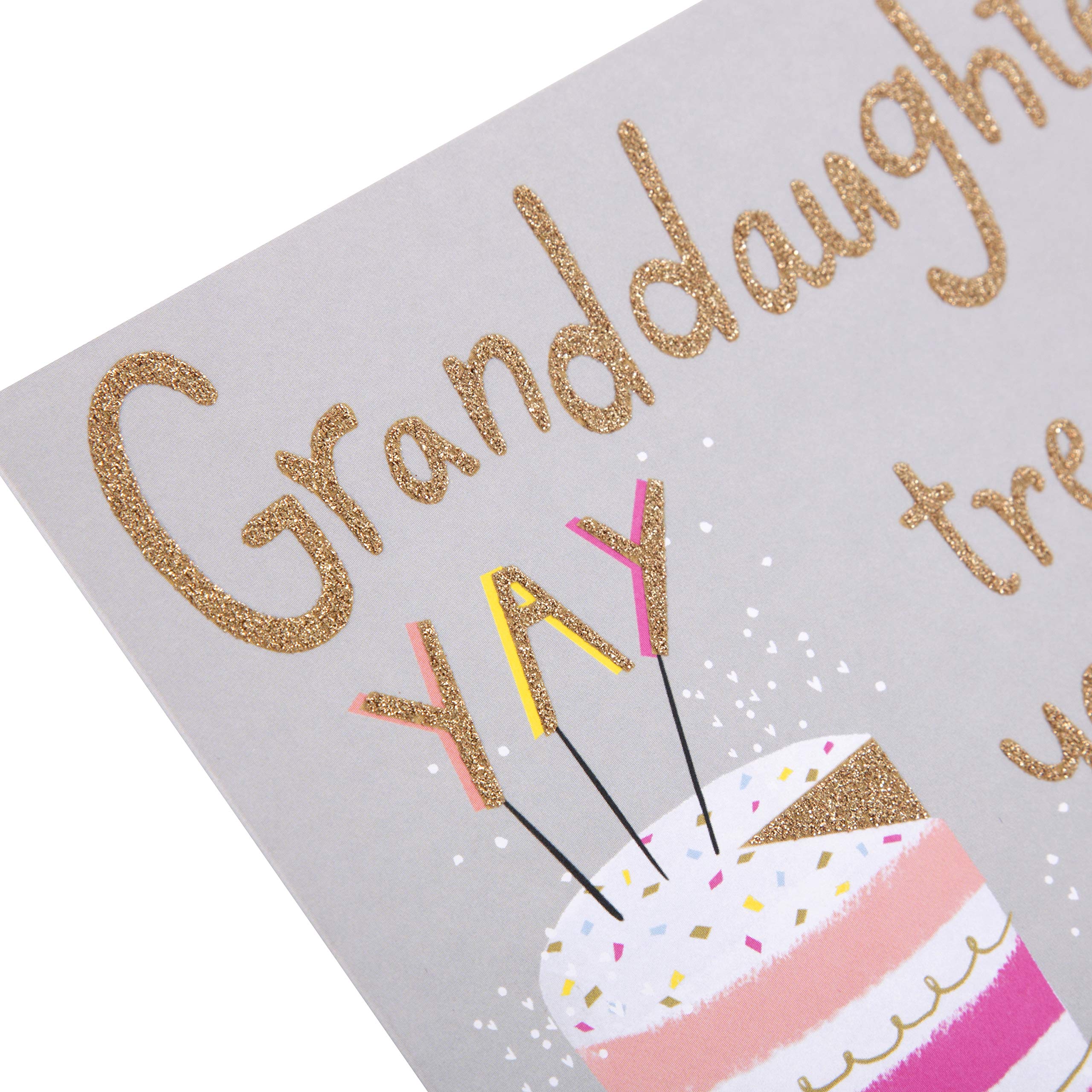 Hallmark Birthday Card For Granddaughter - Glittery Birthday Cake Design