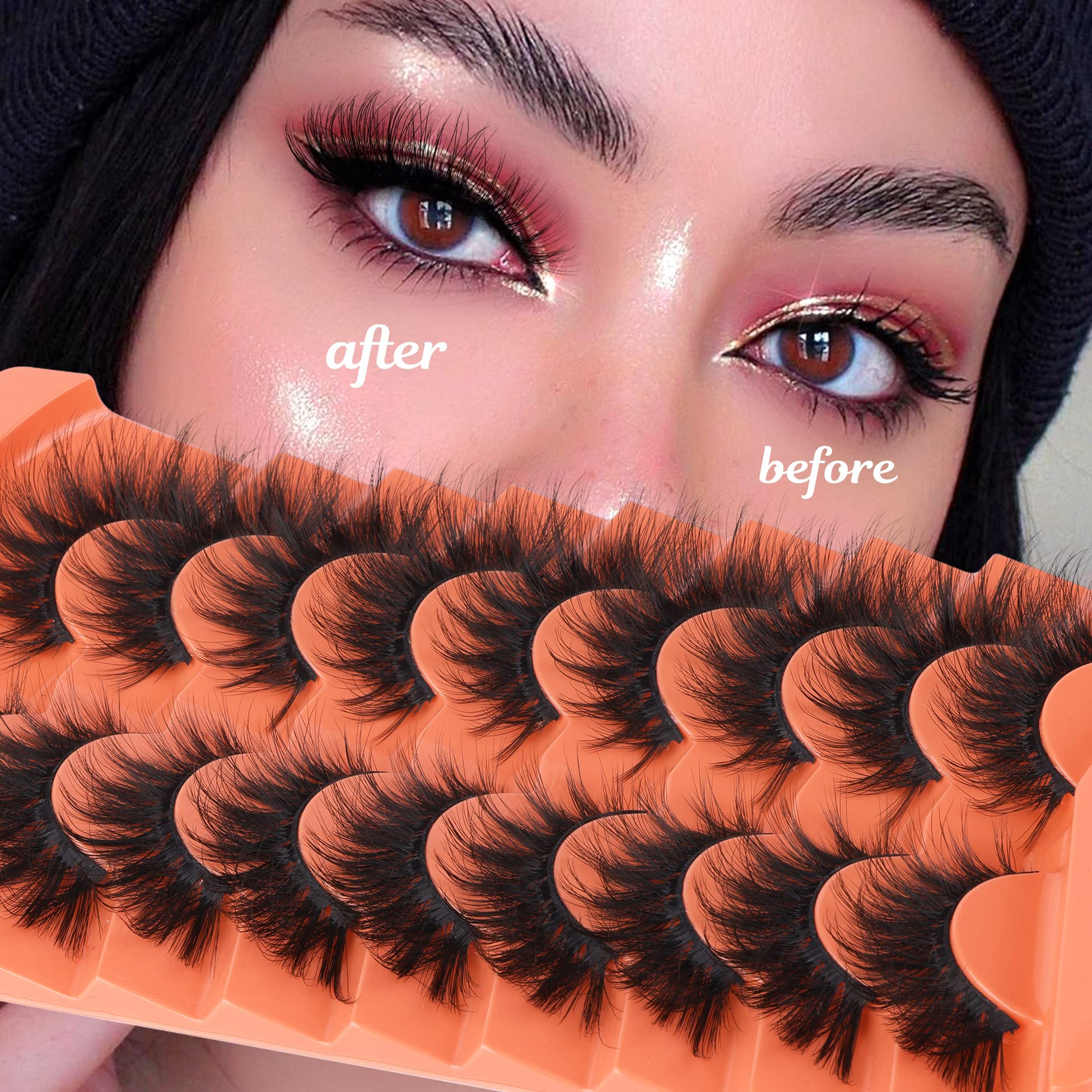 Cat Eye Eyelashes Natural Mink Lashes 18 mm Wispy Fake Eyelashes Lash Extensions Fluffy False Eyelash Strip Fox Eye Lashes Pack