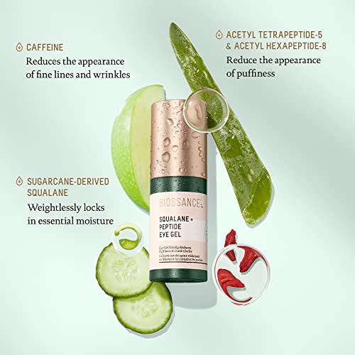 Biossance Squalane + Peptide Eye Gel. Reduce Dark Circles and Puffiness, Improve Fine Lines and Hydrate with Niacinamide and Peptides (0.5 ounces)