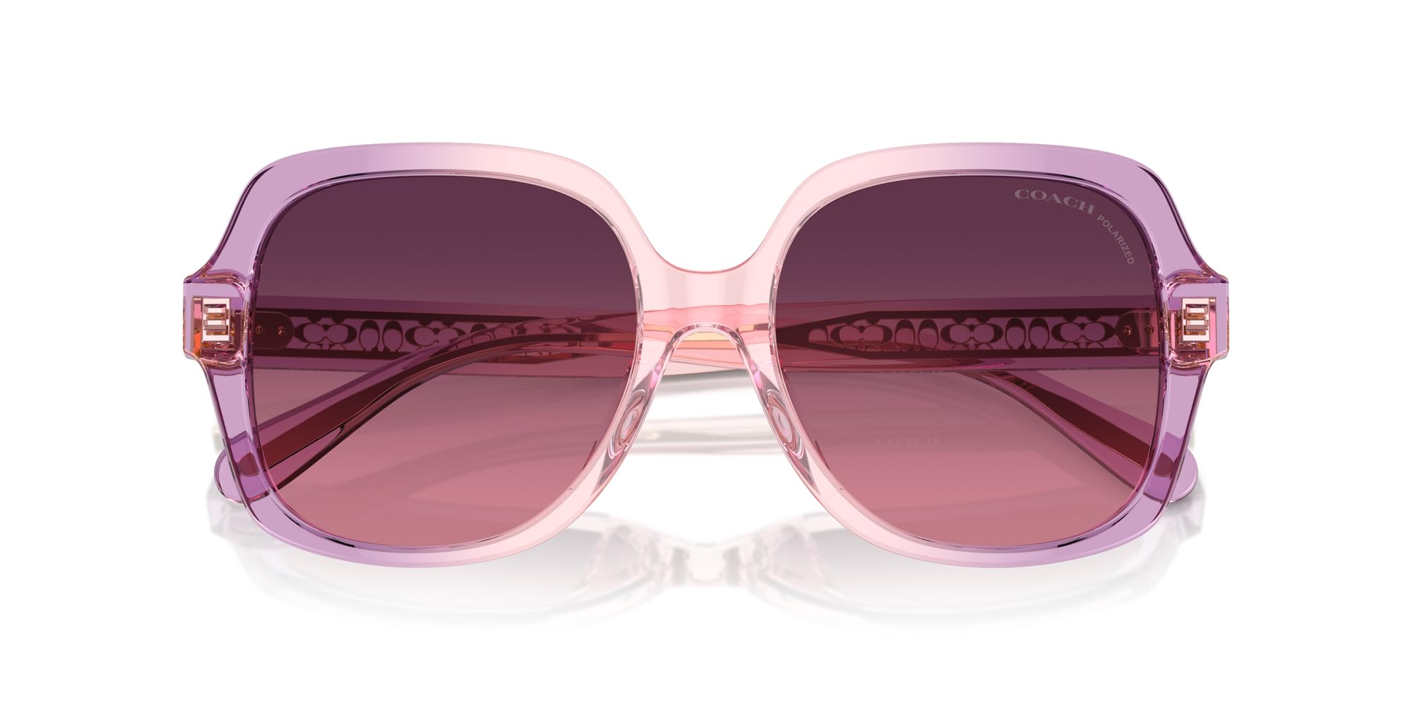 COACH Women's HC8395U Universal Fit Square Sunglasses, Amethyst/Pink Gradient/Burgundy Gradient Polarized, 54 mm