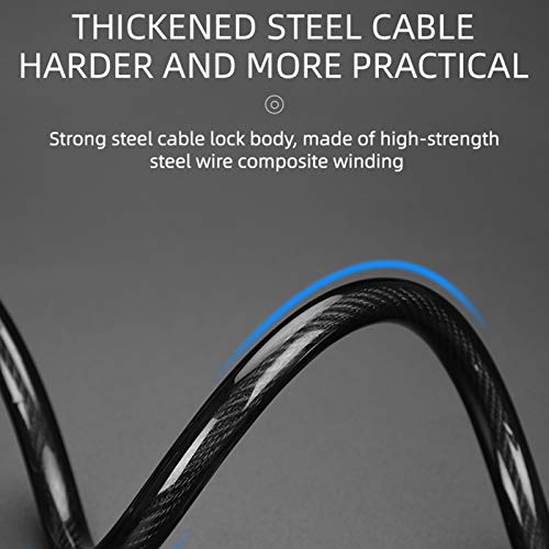 Bike Cable Lock, High Strength Steel Wear Resistant Bicycle Accessories Bicycle Security Cable Rustproof 5 Digit Password for Cycling(Blue)