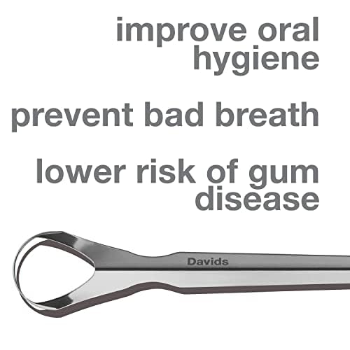 Davids Tongue Scraper for Adults and Kids, 100% Medical Grade Professional Stainless Steel Tongue Scraper, Made in USA