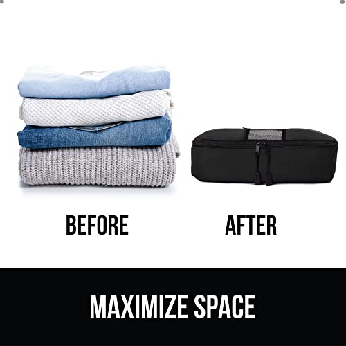 Gorilla Grip Laundry Basket and 3 Piece Packing Cubes, Laundry Basket Size 115L, Easy Carry Handles, Space Saving Travel Bags for Carry On in Multiple Sizes, Mesh Zipper, Both in Black, 2 Item Bundle