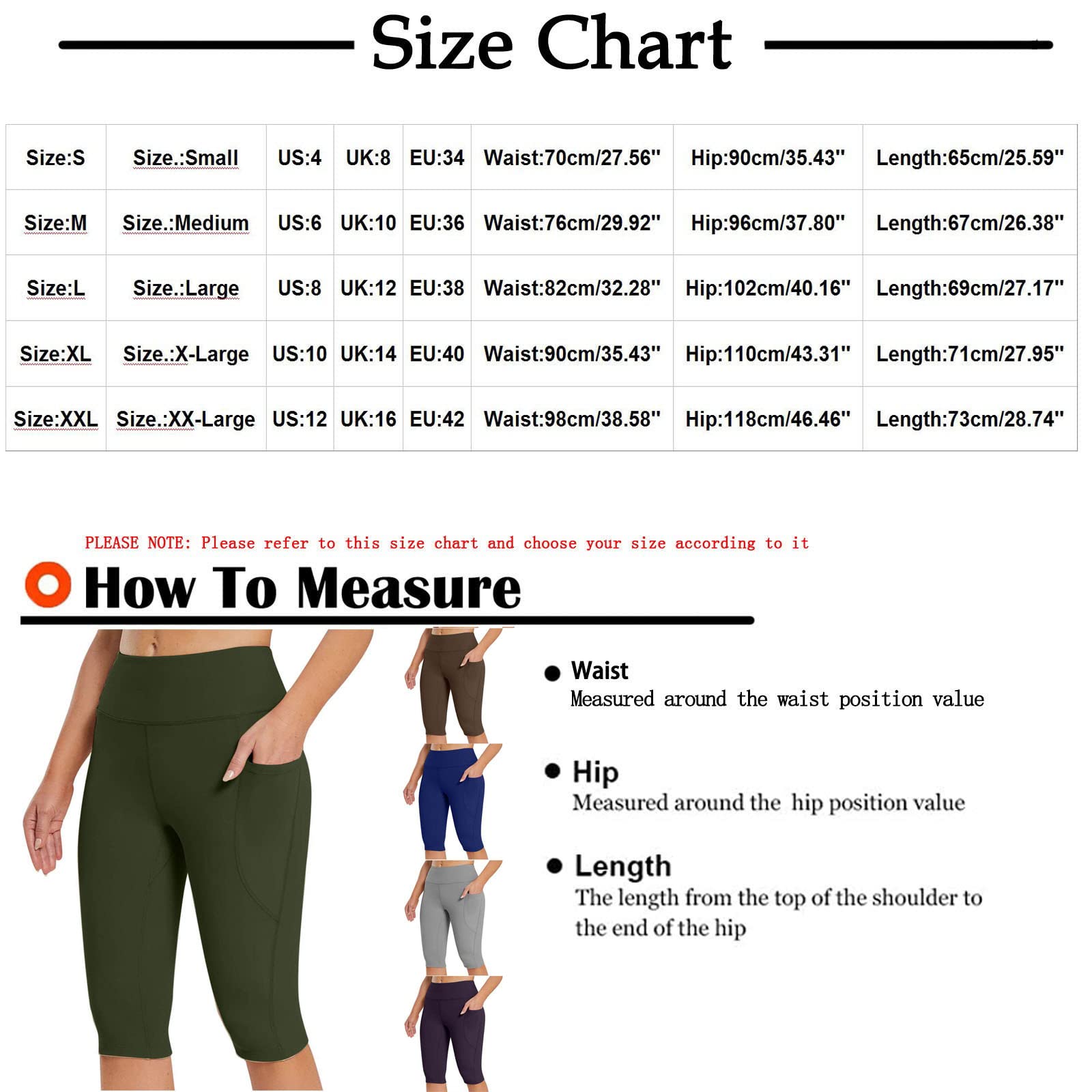 Capri Leggings for Women Knee Length Butt Lift Tights Tummy Control Yoga Workout Exercise Capri Pants with Pockets Army Green