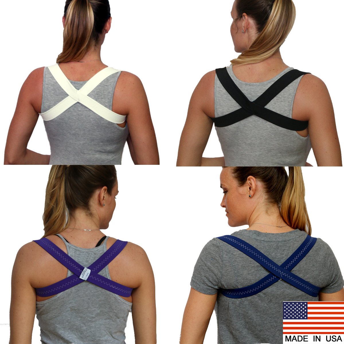 BLUE POSTURE BRACE SHOULDER SUPPORT POSTURE CORRECTOR Made in USA - THE 2 IN 1 POSTURIFIC BRACE - Designed by a Chiropractor - Available Sizes (Small)