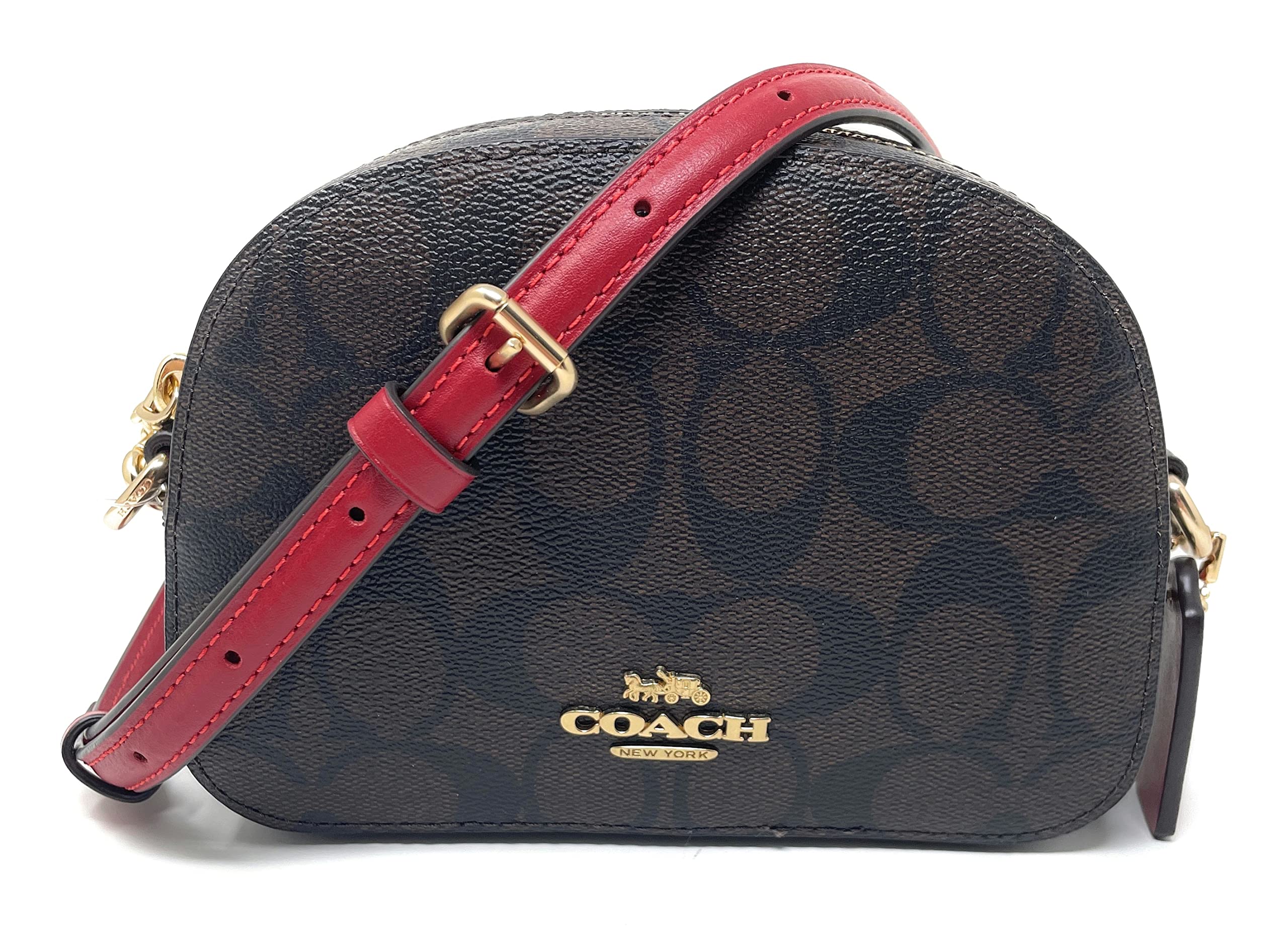 Coach Womens Mini Serena Crossbody Bag (IM/Brown 1941 Red - Signature Print)