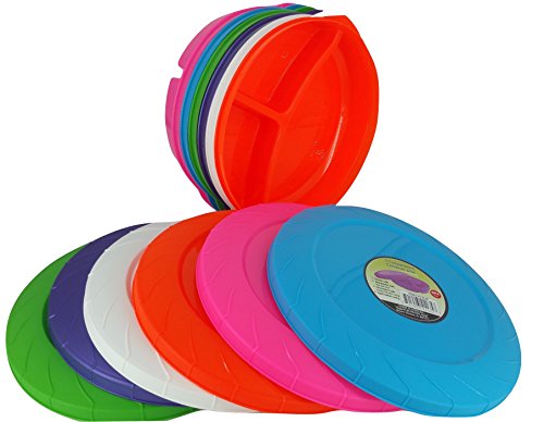 Set of 6 Microwave Food Storage Container, 3 Compartment Divided, Bright Colors BPA Free