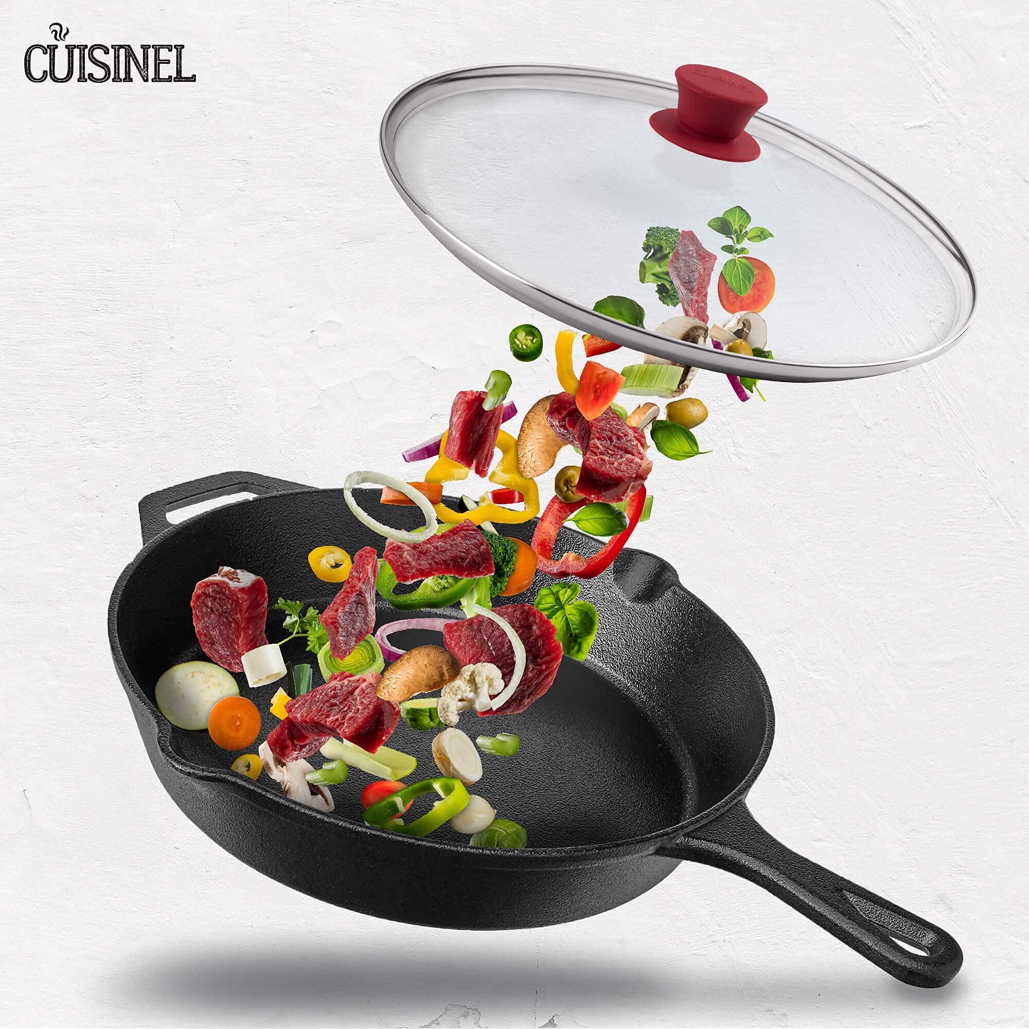 Glass Lid - 12"-inch/30.48-cm/308mm - Compatible with Lodge - Fully Assembled Tempered Replacement Cover - Oven Safe for Skillet Pots Pans: Universal for all Cookware: Cast Iron, Stainless, Non-Stick
