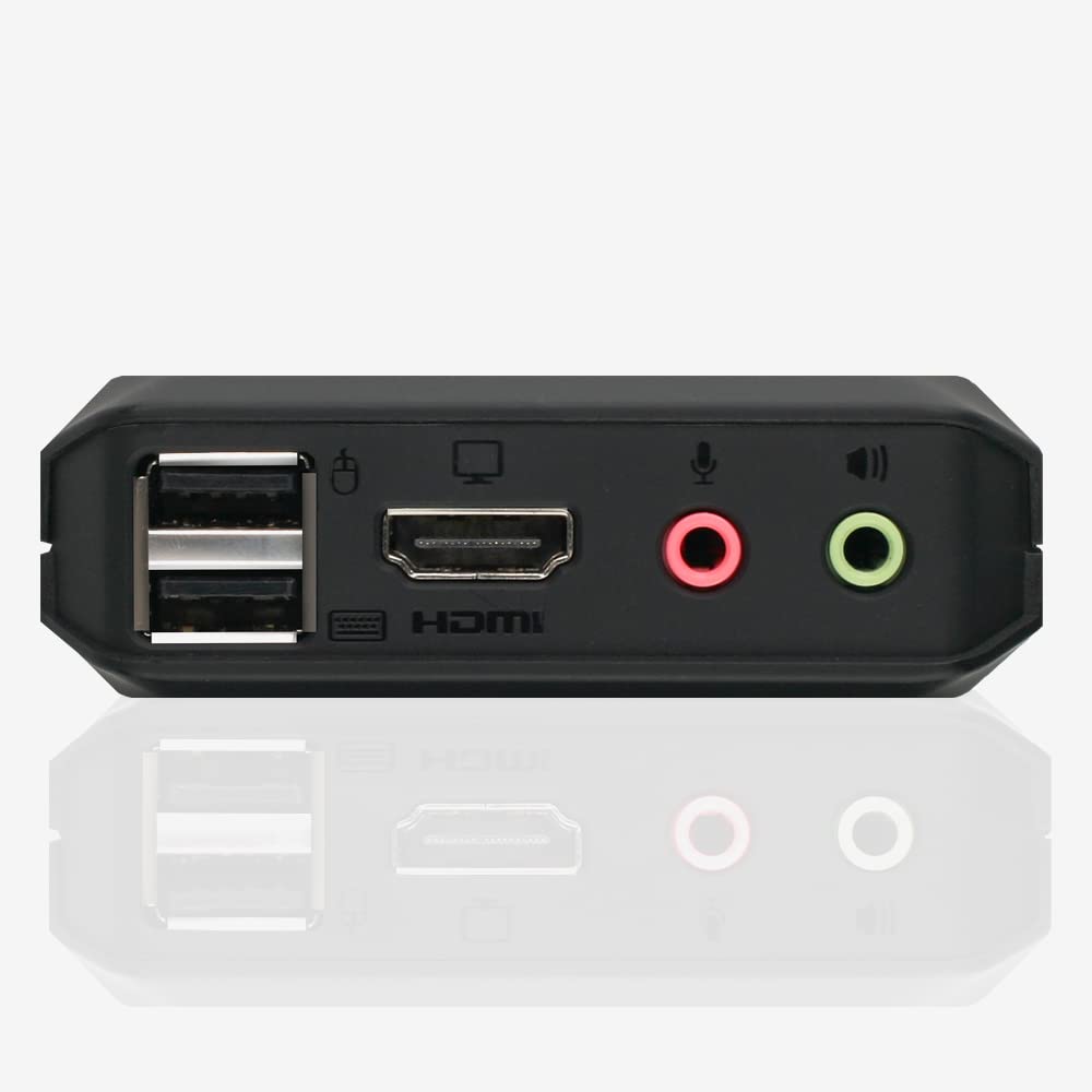 IOGEAR KVM 2-Port USB HDMI Cable KVM with Remote β 4096x2160 60Hz β Plug-n-Play - USB Hub and USB Peripheral Sharing - Attached HDMI and USB KVM Cables - Windows, Mac, and Linux - GCS92HU