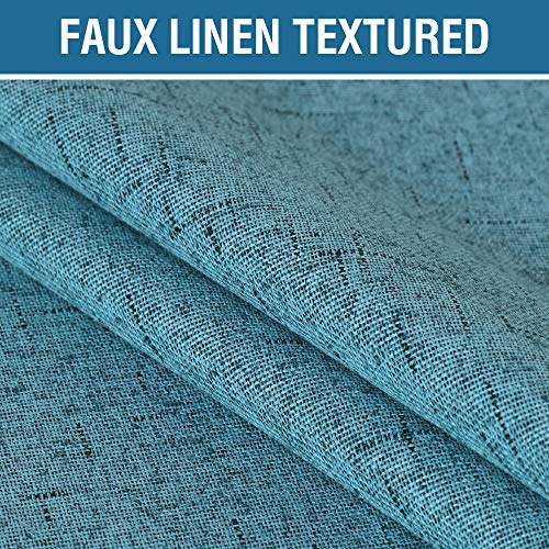 H.VERSAILTEX 100% Blackout Curtains for Bedroom 96 Inches Long Grommet Linen Face Full Light Blocking Curtain Drapes for Living Room Thermal Insulated Linen Look Curtains 2 Panels Set, Teal Blue
