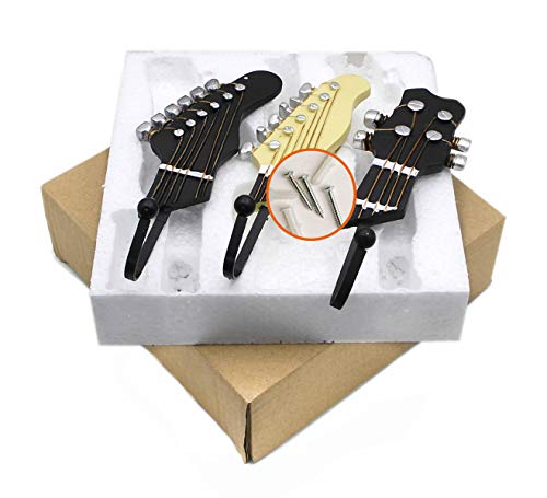 Goldblue Guitar Shaped Decorative Hooks Rack Hangers for Hanging Clothes Coats Towels Keys Hats Metal Resin Hooks Wall Mounted Heavy Duty