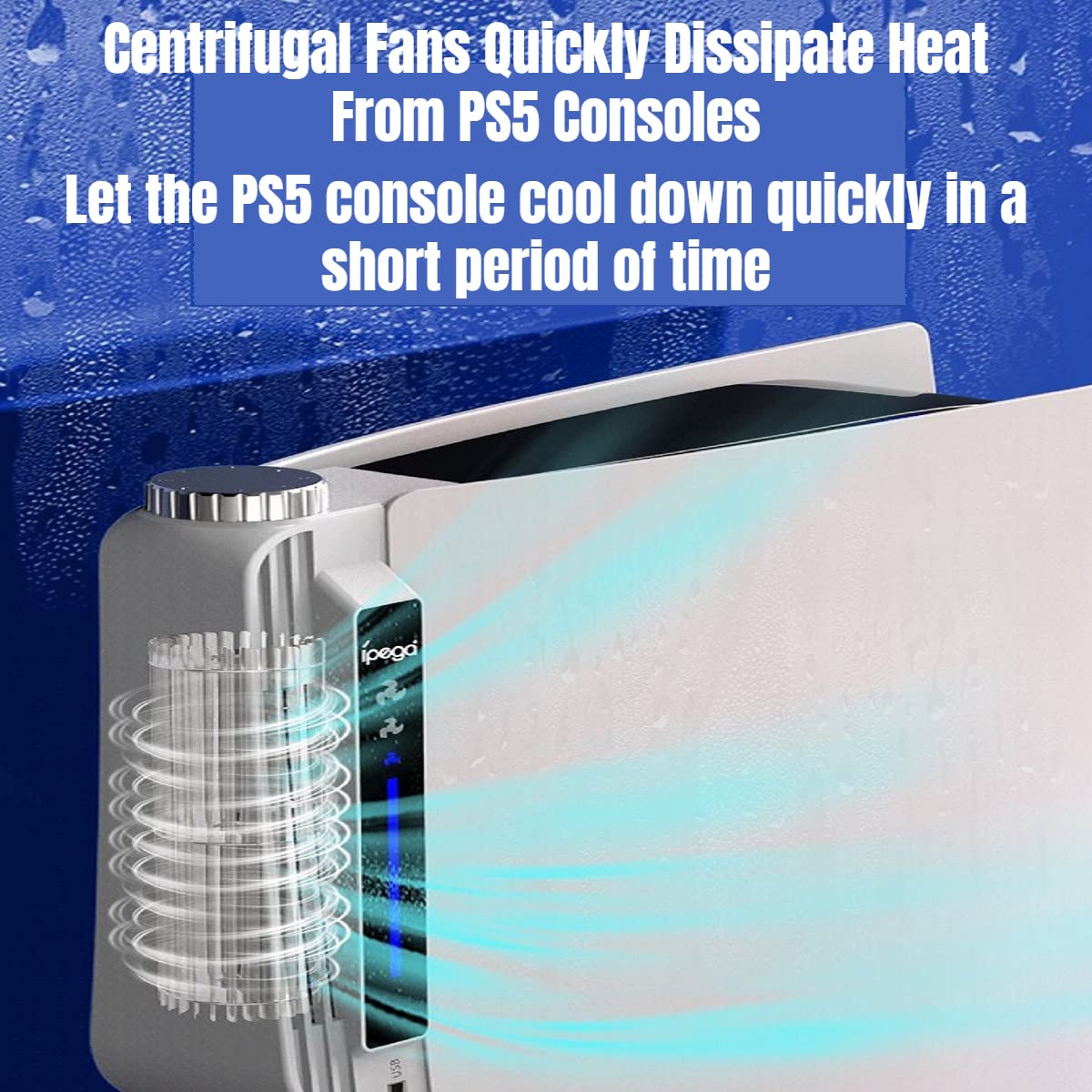 Cooling Fan for PS5 with LED Indicator & Extra USB Port, Three-Speed Adjustment PS5 Cooler, Low Noise/Fast Heat Dissipation, Strong Wind Speed Centrifugal Fan for PS5 Disc & Digital Edition Consoles