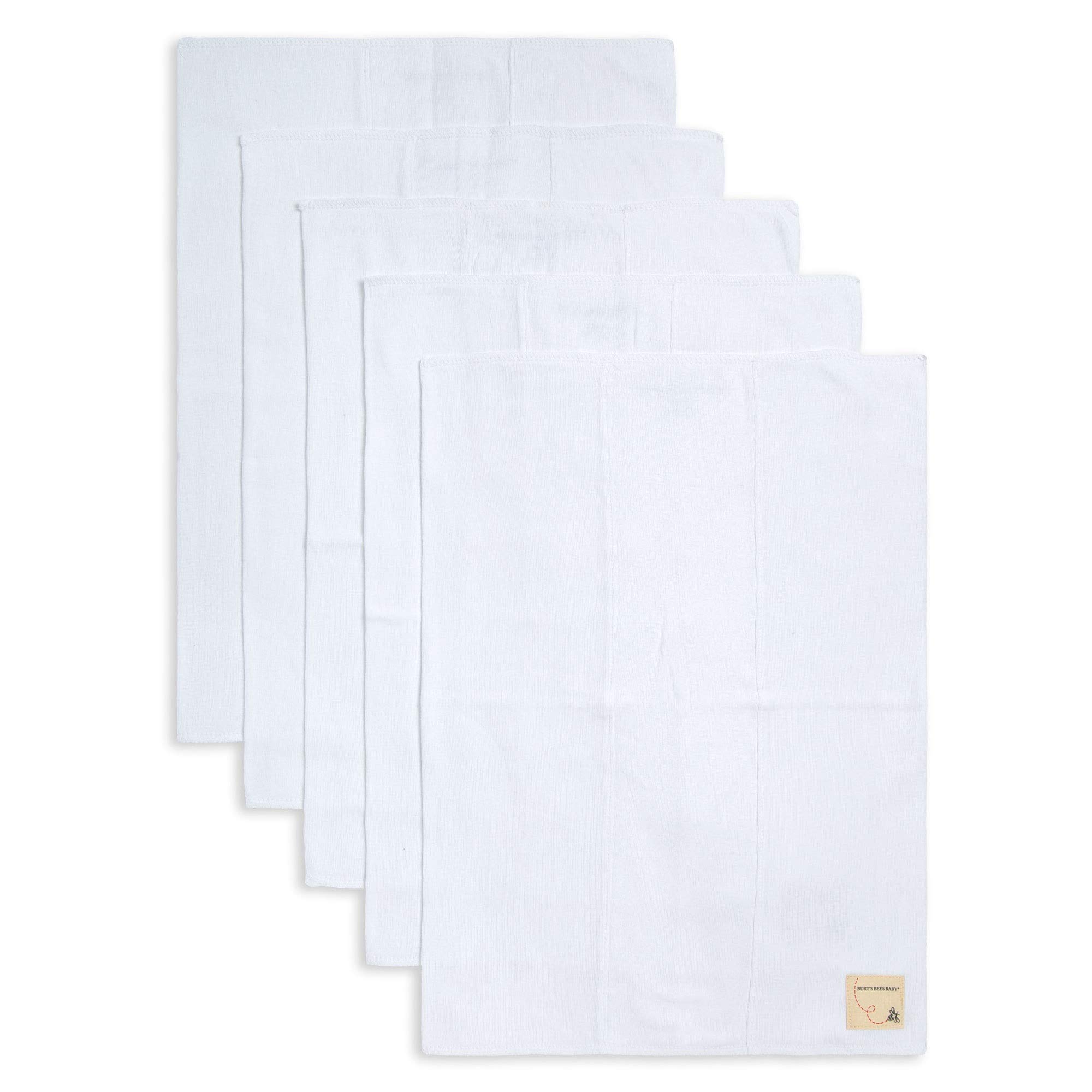 Burts Bees Baby Infant Burp Cloths, 100% Organic Cotton Extra Absorbent Soft Fabric Drool Cloths, 5-Pack Newborn Must-Have Essential Large Burping Cloths, One Size 17 x 11.75 Inches