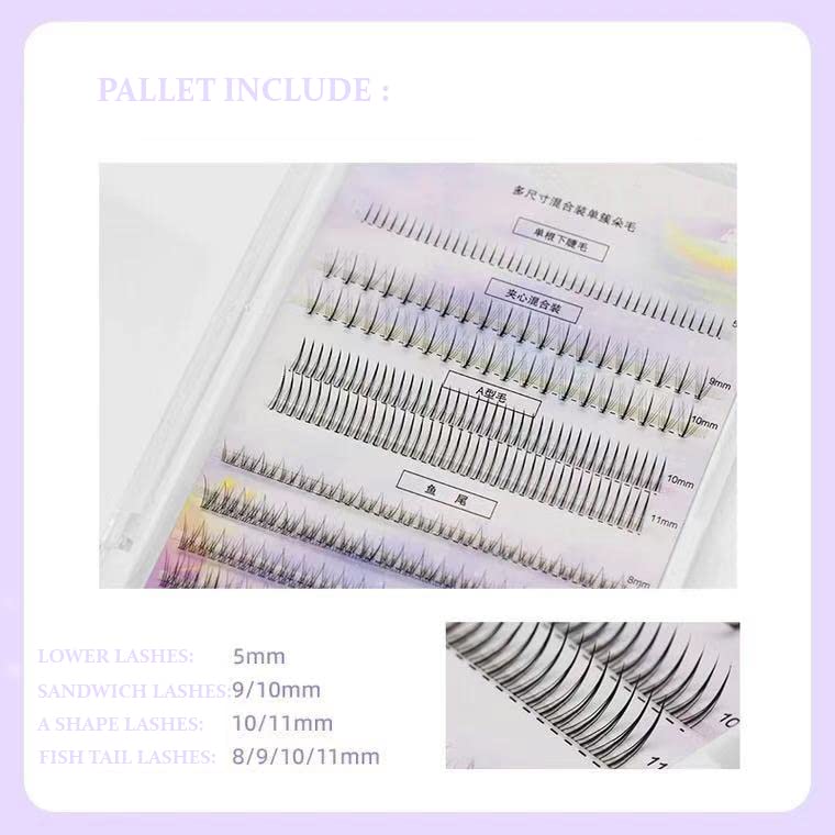 LASGOOS False Eyelash Extensions, Natural 3D Effect 320pcs Mixed Set C curl Individually Packed, Synthetic Fiber, for Home DIY, Wedding, Work, Date, Night Out
