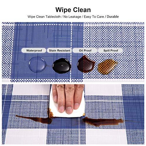 VARWANEO Checkered PVC Tablecloth Rectangle Waterproof Vinyl Table Cloth Oil Proof Spill Proof Washable Wipeable Gingham Table Cloth Great for Dinner Party and Picnic
