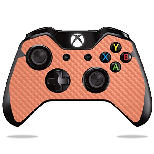 MightySkins Carbon Fiber Skin for Microsoft Xbox One or One S Controller - Solid Peach | Protective, Durable Textured Carbon Fiber Finish | Easy to Apply, Remove, and Change Styles | Made in The USA