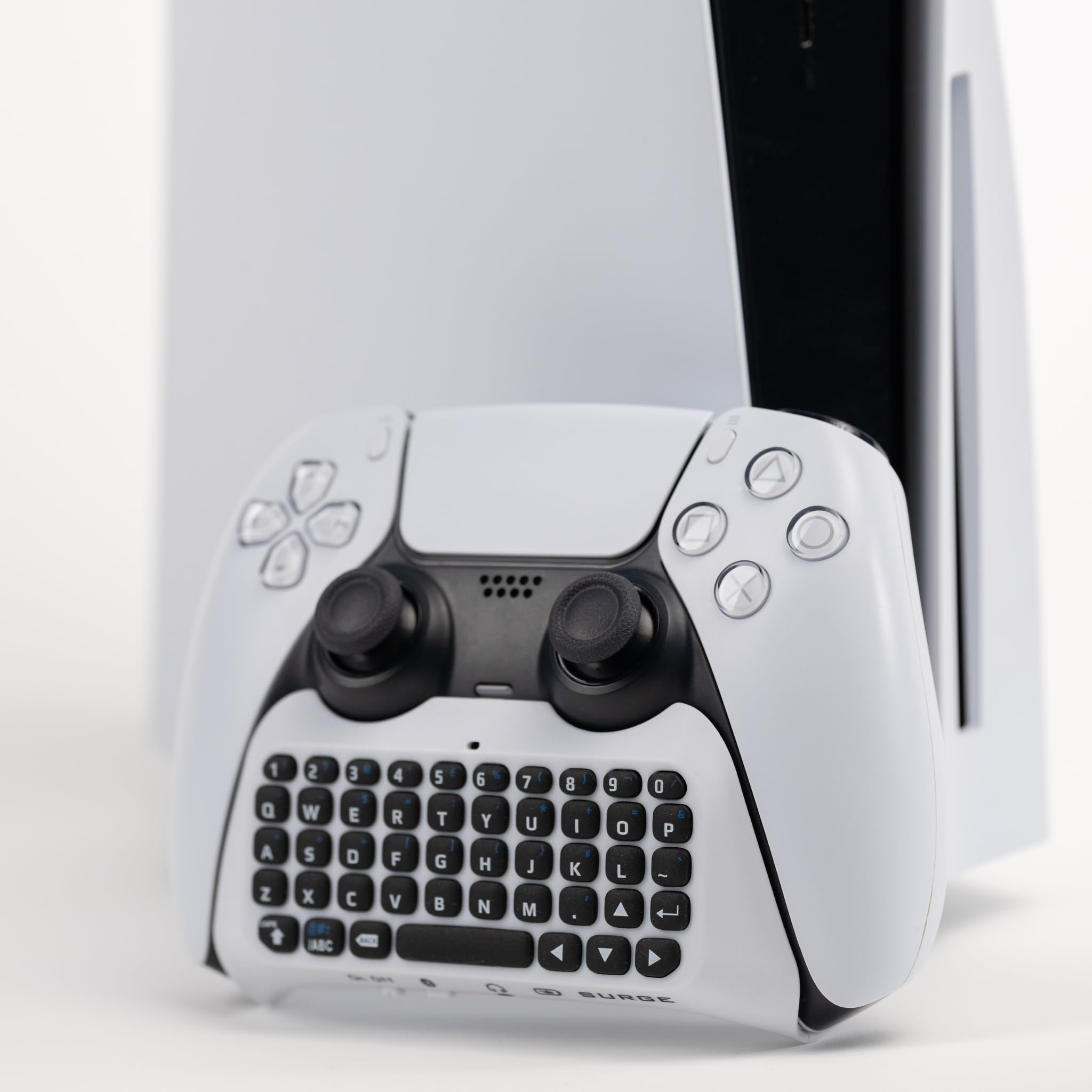 Bluetooth Keyboard for PS5 Controllers - Surge Chat Pad for PlayStation 5 DualSense Controllers, 3.5mm audio jack, Built-in Battery, Loud Speaker, Wireless Connection, Lightweight & Comfortable Messaging Pad
