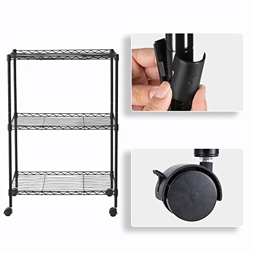 FRITHJILL 3 -Tier Rolling Utility Cart, Shelving Unit Organizer, Metal Display Stand