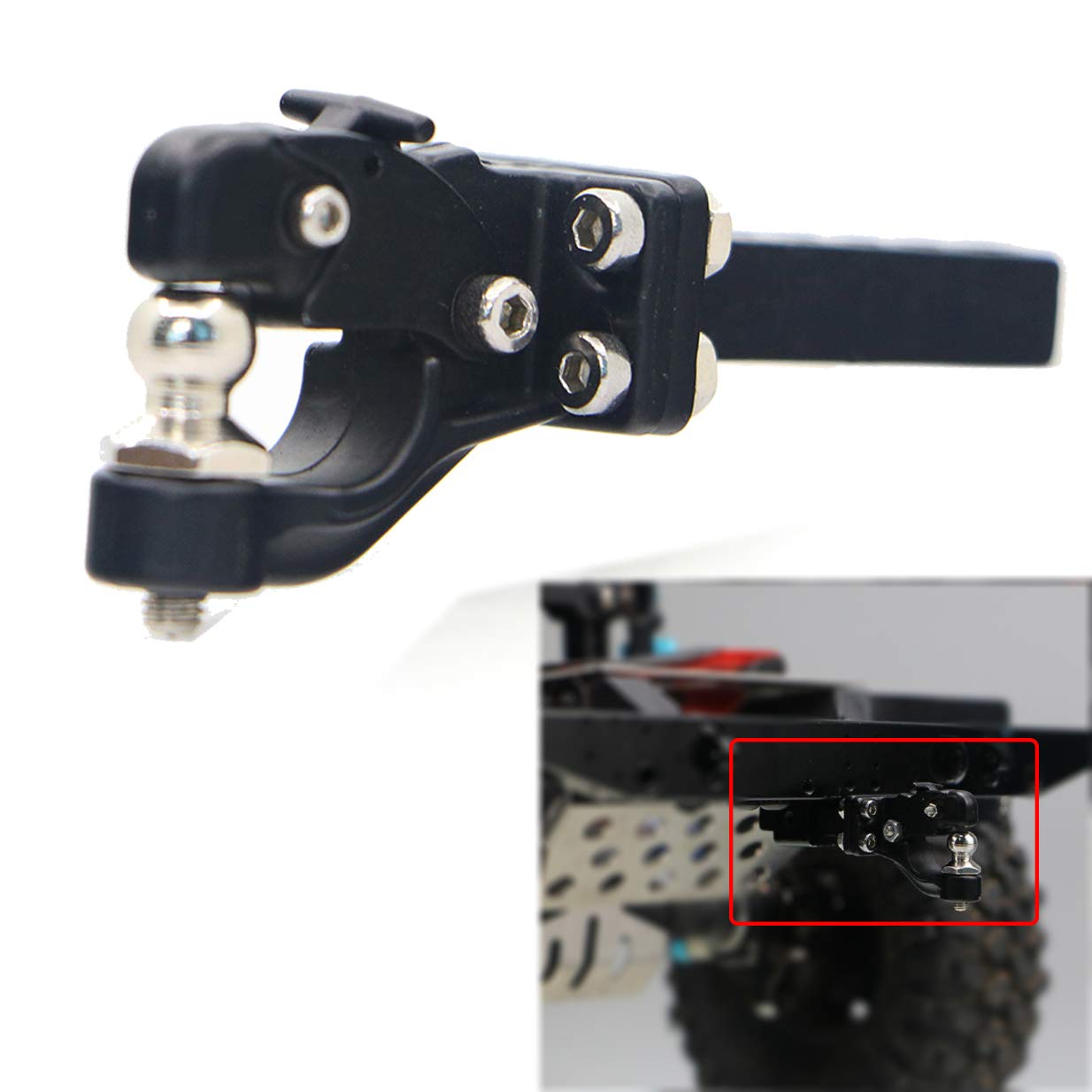Share Goo Metal 1/10 RC Hitch Trailer Hook Simulation Climbing Tow Shackles Compatible with Traxxas TRX-4 90046 90047 SCX10 1/10 RC Crawler Ca