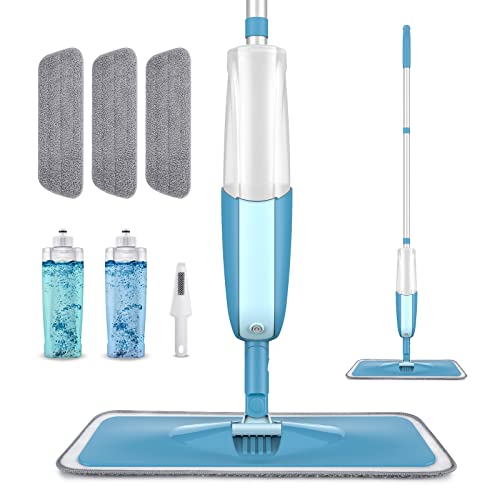 Dust Mops for Floor Cleaning Spray Floor Mop -MEXERRIS Microfiber Mops Wet Mops with Spray Include 3 Washable Pads 2 Bottles Wood Floor Mops Commercial Home Use for Laminate Wood Vinyl Ceramic Tiles