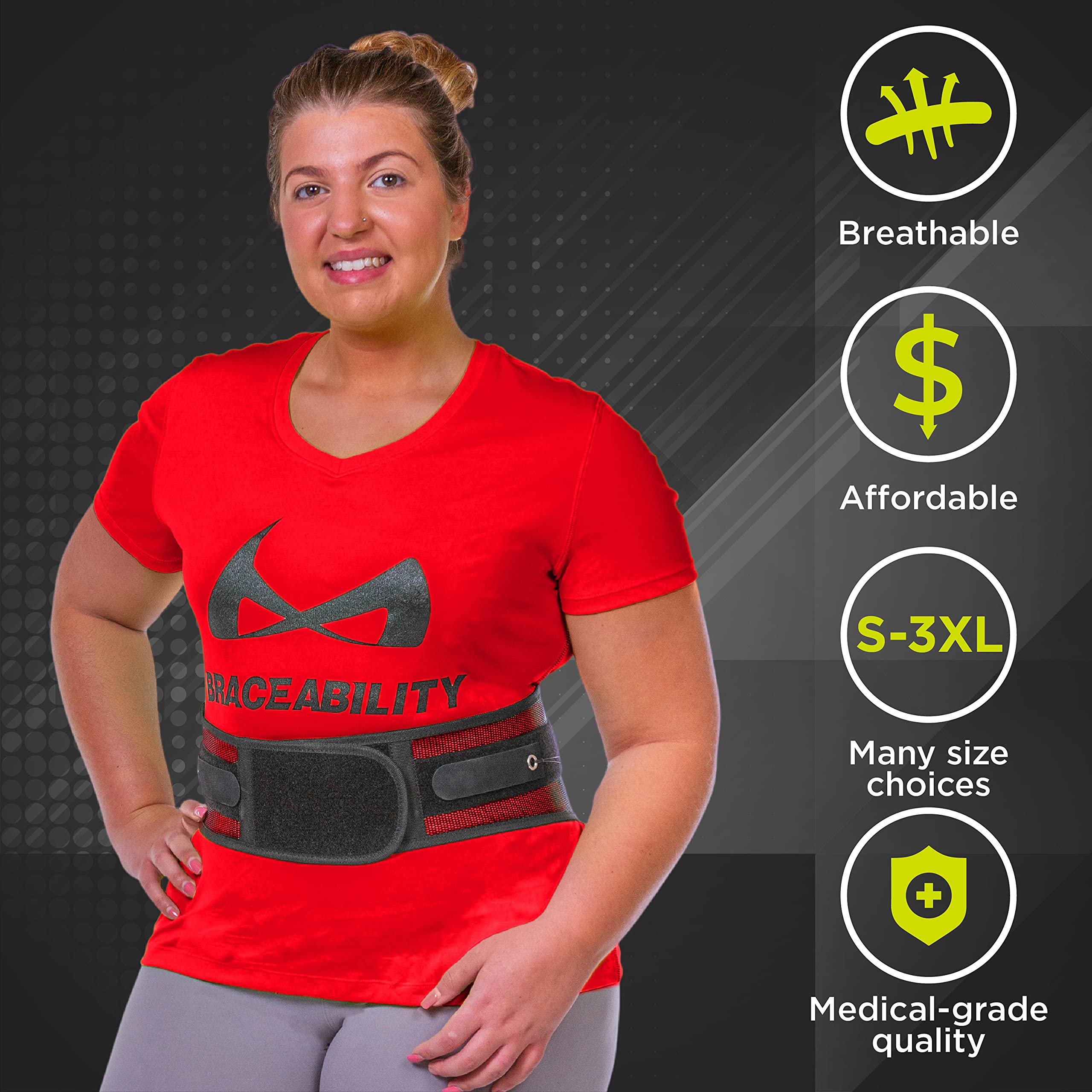 BraceAbility Spine Sport Back Brace - Athletic Men's and Women's Workout Lumbar Corset for Exercising, Running, Golfing, Driving, Fishing, Active Nurses and Police Work (Medium)