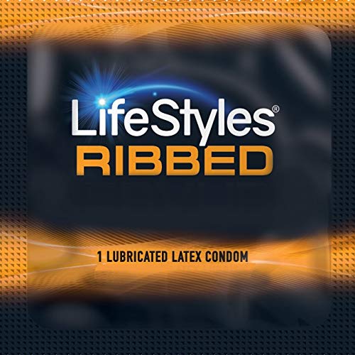 Bundle of Lifestyles Pleasure Ribbed Condoms a Silver Lunamax Pocket Case, Premium Lubricated Latex Condoms-24 Count