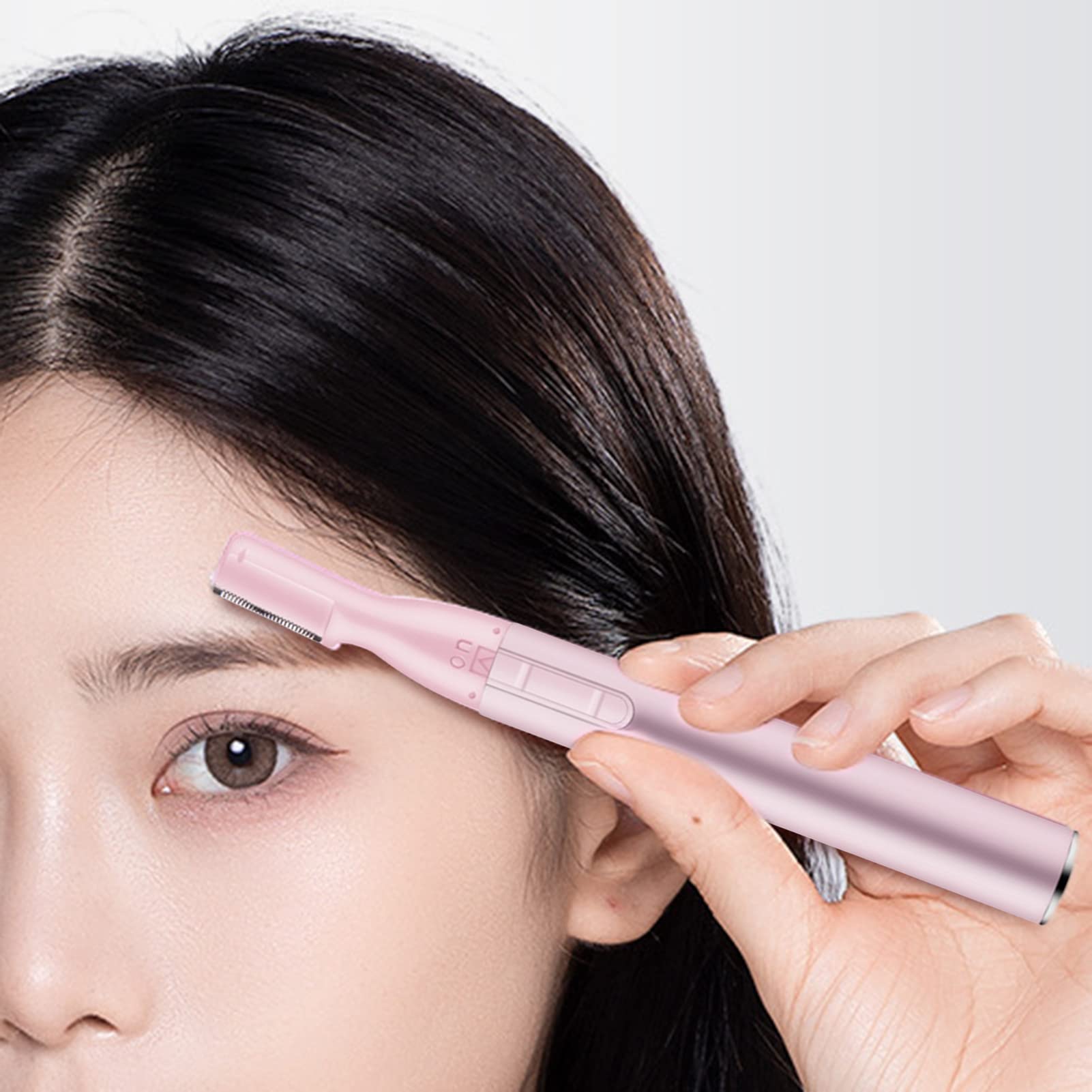 cdar Brow Trimmer,Painless Eyebrow & Facial Hair Trimmer for Men & Women, Battery Included Electric Groomer Pink