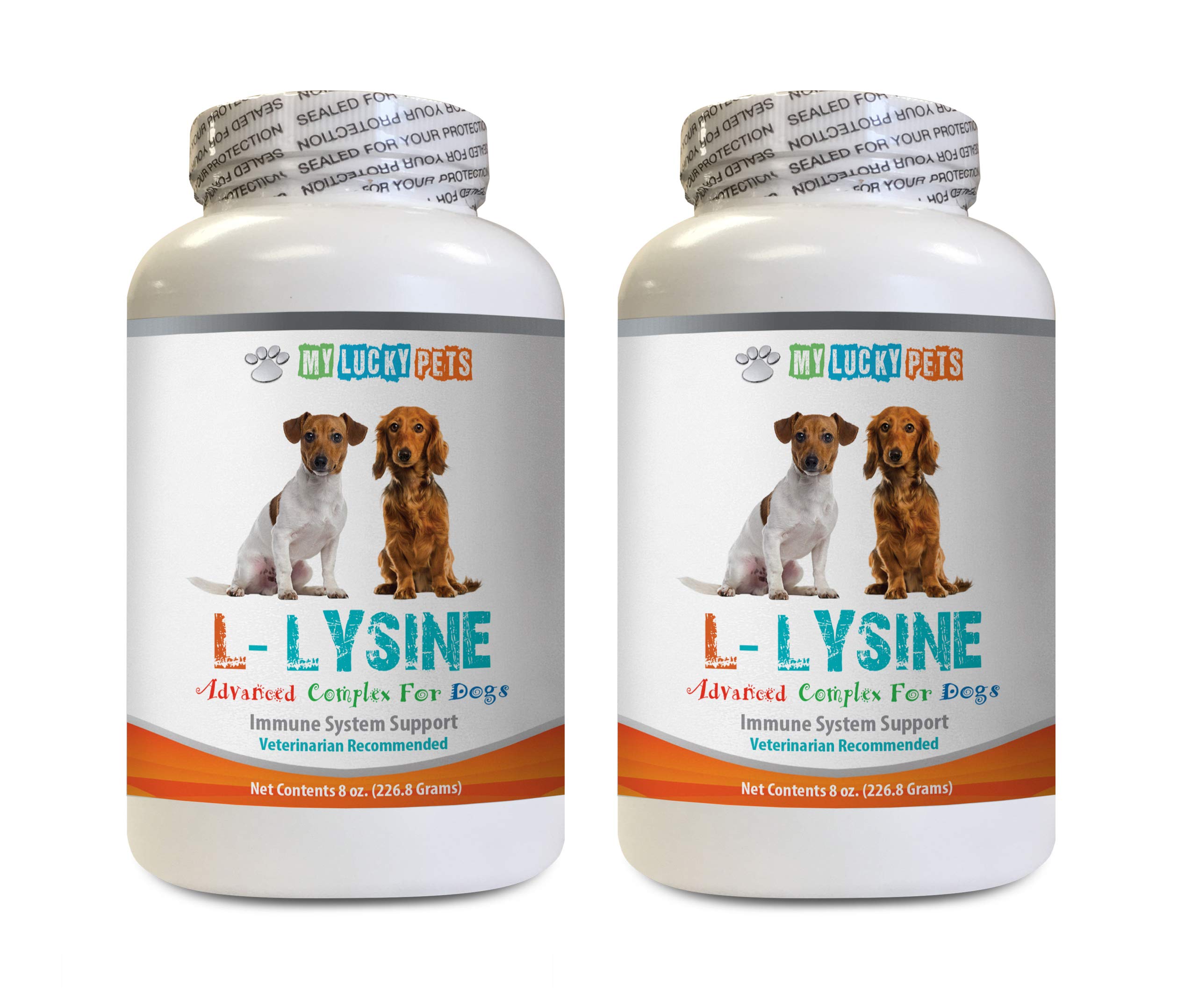 Happy n Healthy Dog Bones - Dog LYSINE Powder - Pure Powder Form - Immune System Support - Vet Recommended - lysine Extract - 2 Bottle (16oz 453.6 Grams)